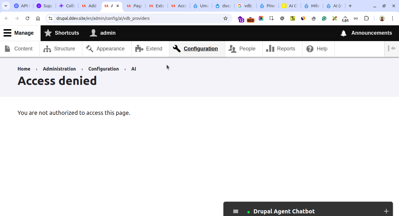 "Access Denied" shown when no VDB provider is available [#3507459] | Drupal.org